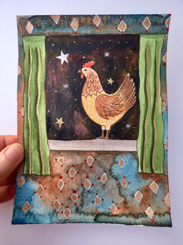 Day 25/100 – ‘Rare as Hen’s Teeth’ framed - Orla Barry Art